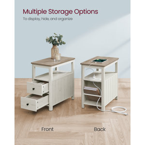 Latitude Run® End Table with Charging Station and 2 Drawers, Coastal Style & Reviews | Wayfair